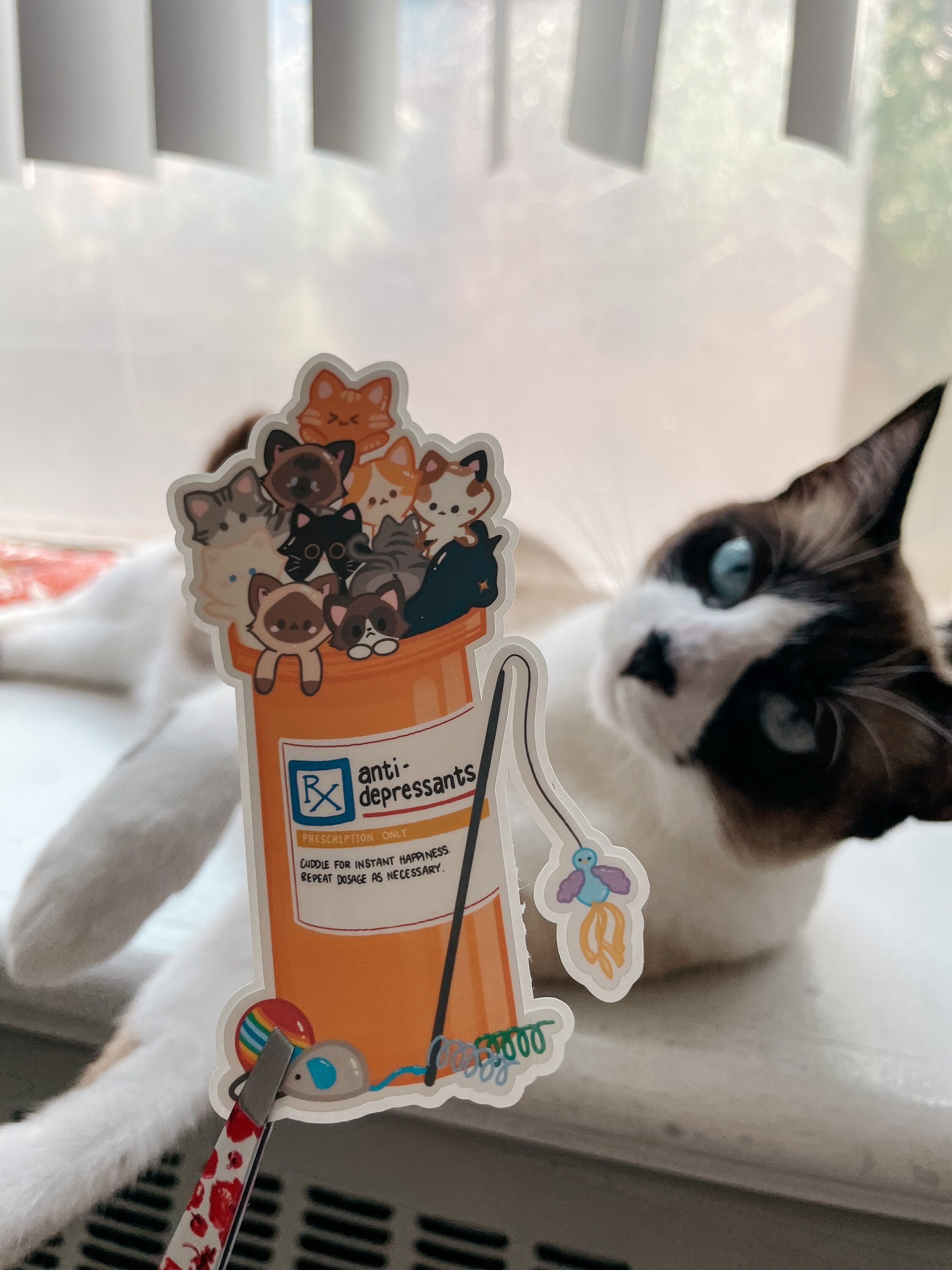 Cat Antidepressants Sticker Waterproof Die Cut Sticker - Etsy