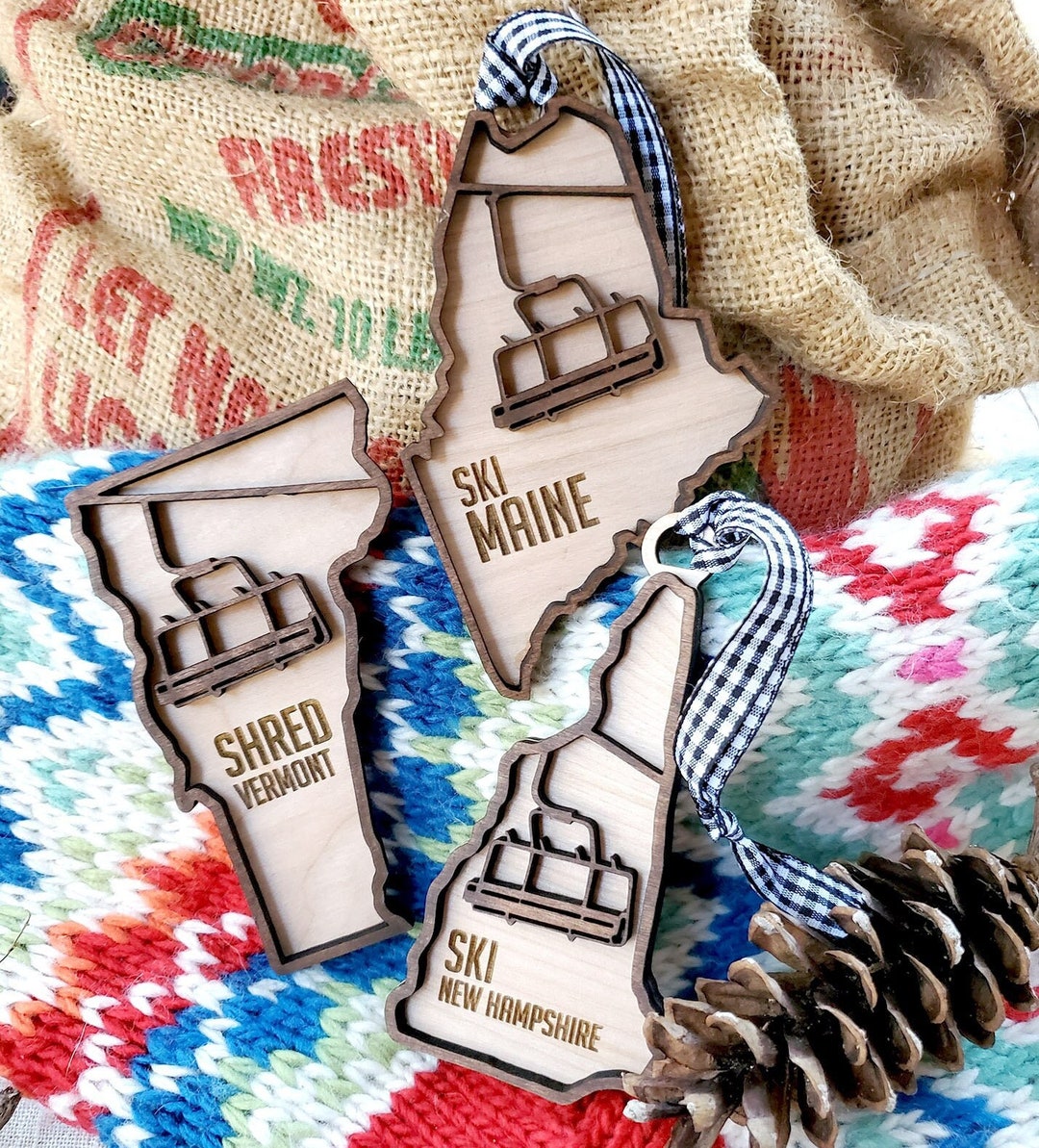 Ski Gifts, Snowboard Gifts, State Shape Ornaments and Magnets - Etsy
