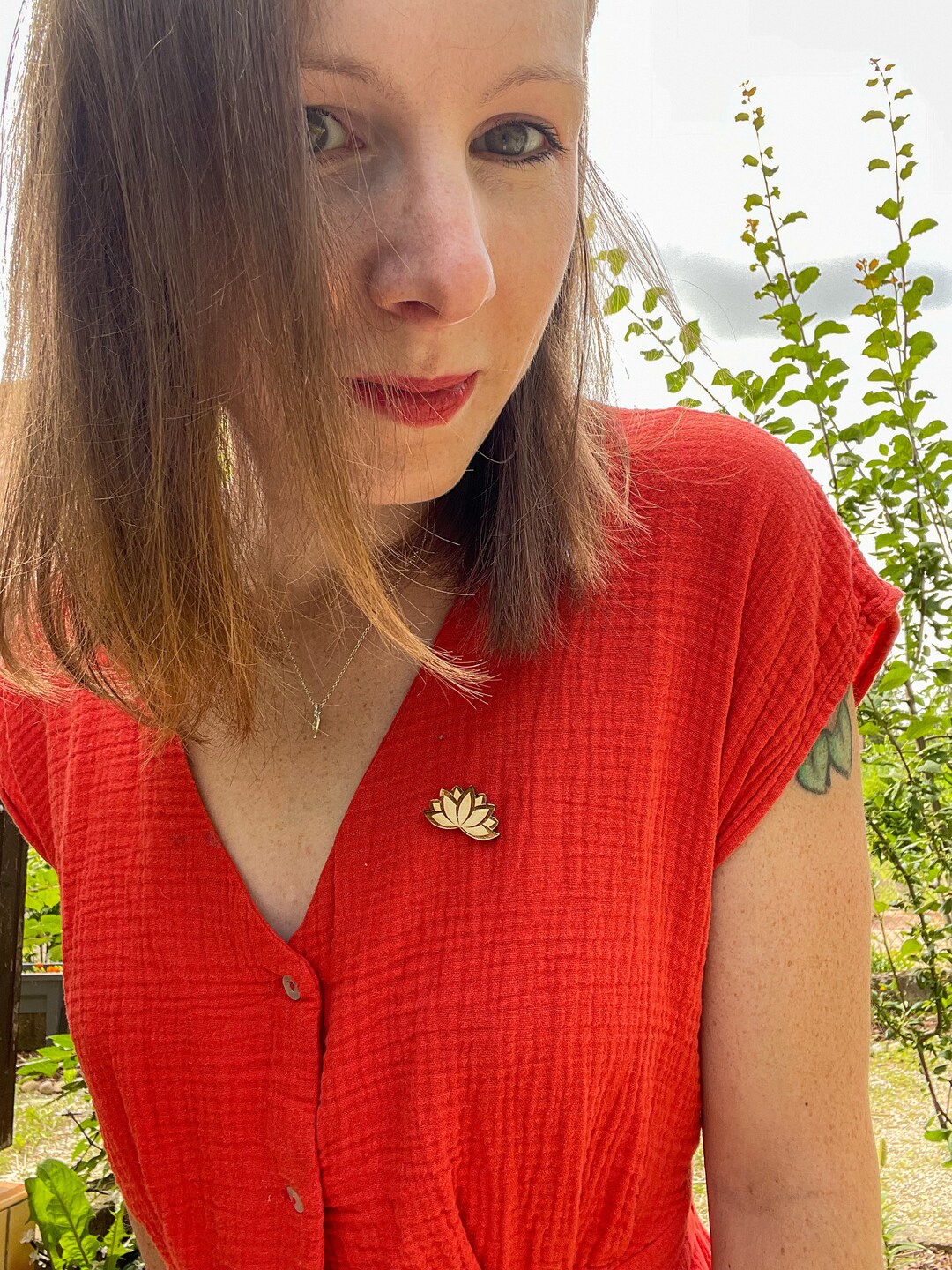 Wooden Lotus Flower Pin, Small Lotus Pin, Engraved Wood - Etsy