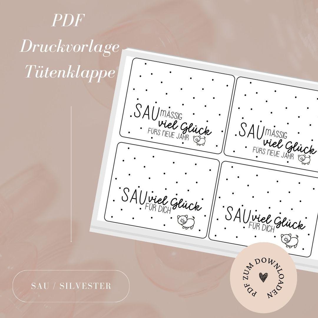 Print Template - File - Bag Flap - SAU Good Luck - Saumäßig - New Year ...