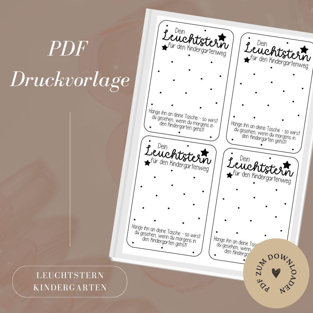 Print Template - File - Gift Card - Glowing Star - Kindergarten ...