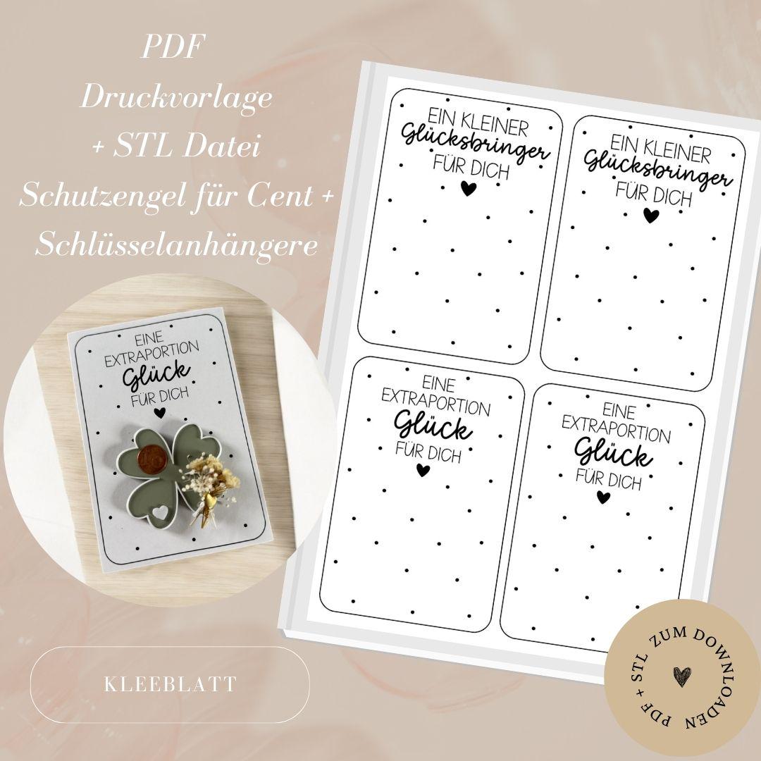 STL 3D-Druck Datei + PDF Druckvorlage inkl. Gewerbelizenz - 3MF Bambu Studio - Kleeblatt Cent ...