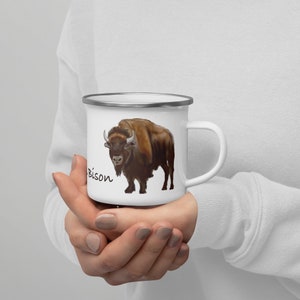 American Bison Enamel Mug, Buffalo Mug, Bison Gift, Buffalo Unbreakable ...