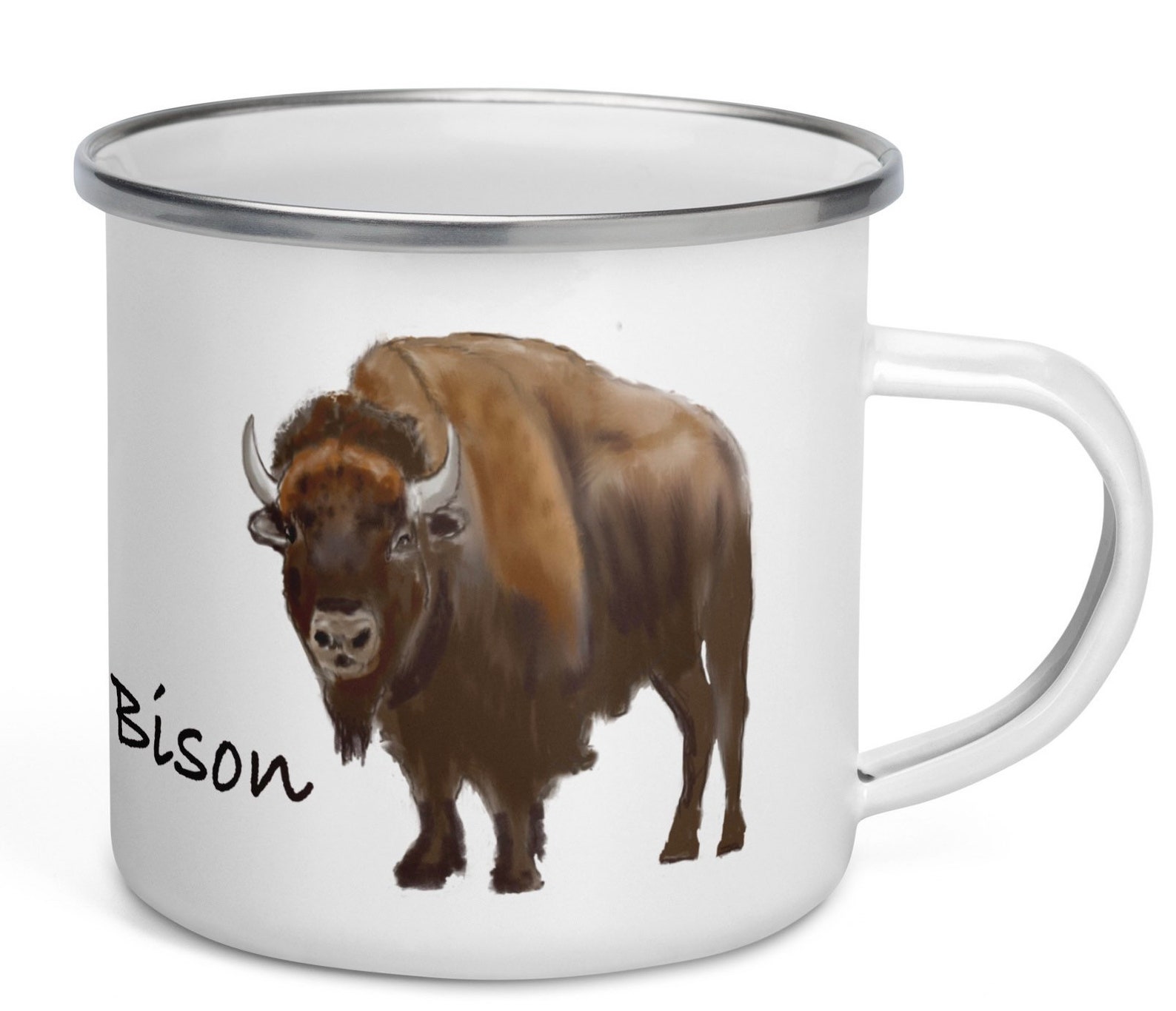 American Bison Enamel Mug, Buffalo Mug, Bison Gift, Buffalo Unbreakable ...