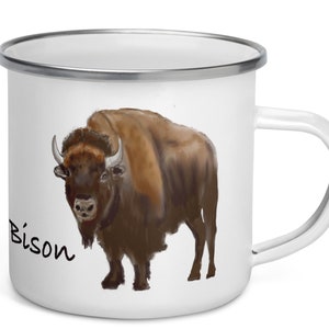 American Bison Enamel Mug, Buffalo Mug, Bison Gift, Buffalo Unbreakable ...