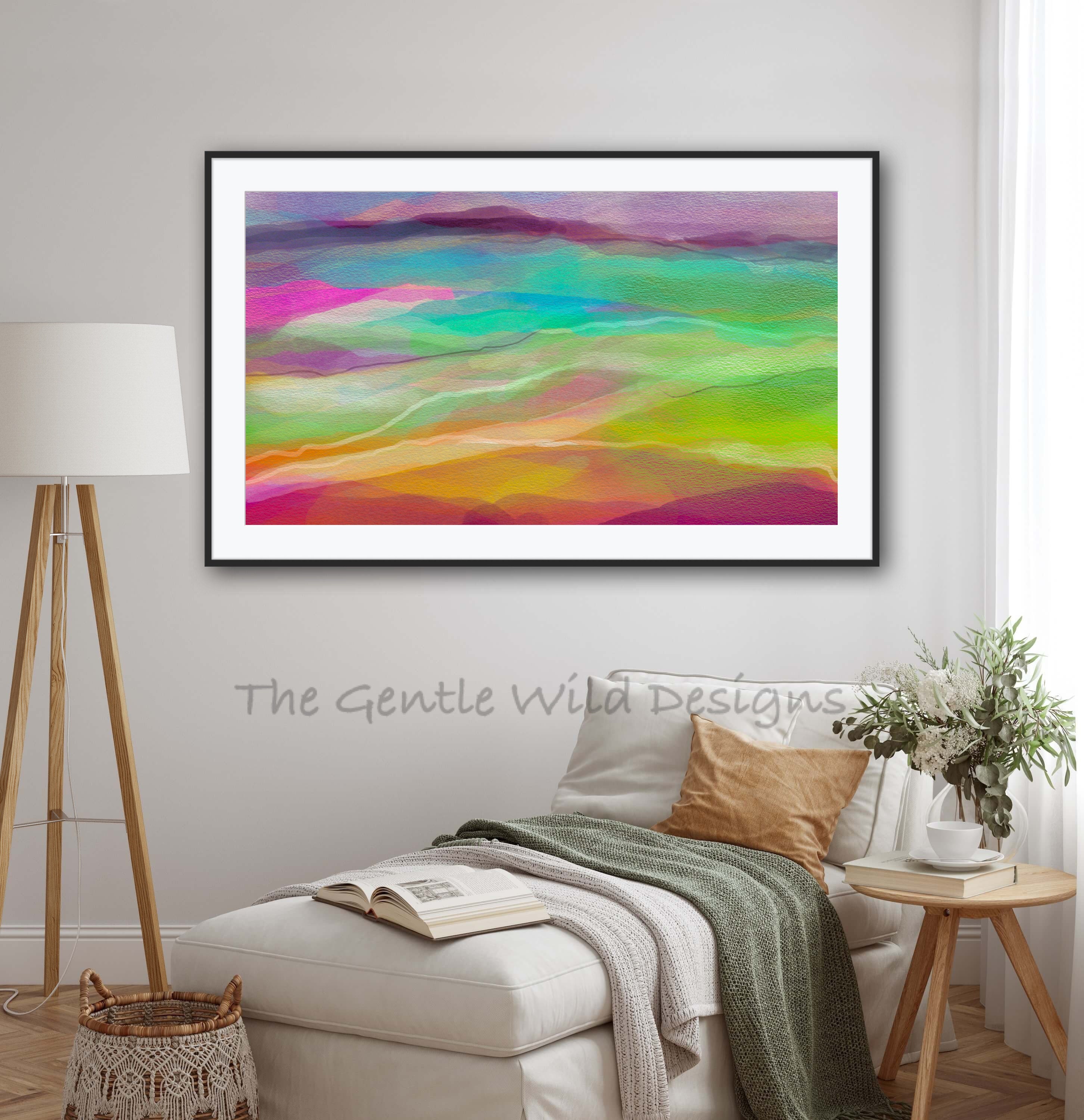 Rainbow Landscape Colorful Art for Frame Tv Watercolor Style - Etsy