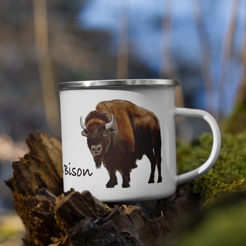 American Bison Enamel Mug, Buffalo Mug, Bison Gift, Buffalo Unbreakable ...