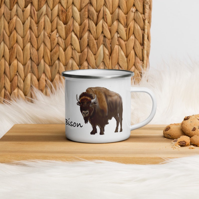 American Bison Enamel Mug, Buffalo Mug, Bison Gift, Buffalo Unbreakable ...