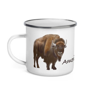 American Bison Enamel Mug, Buffalo Mug, Bison Gift, Buffalo Unbreakable ...