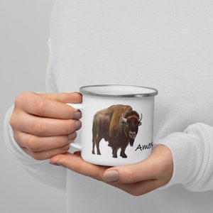 American Bison Enamel Mug, Buffalo Mug, Bison Gift, Buffalo Unbreakable ...