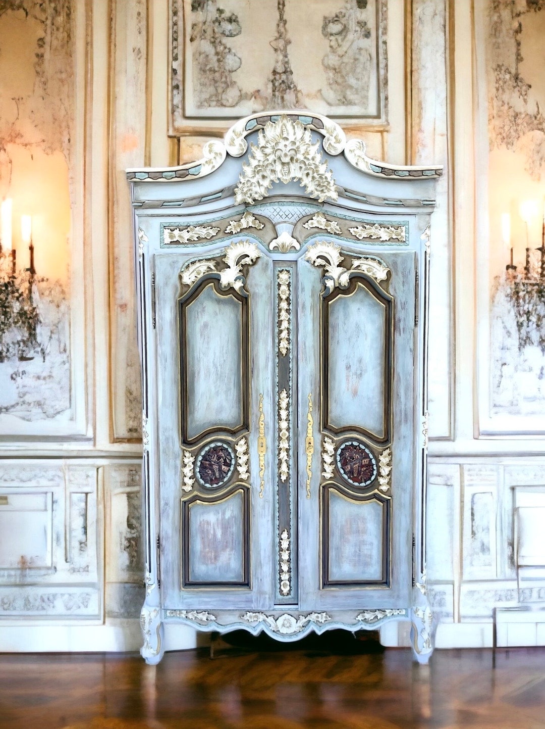 Hand Painted French Country Armoire - Etsy