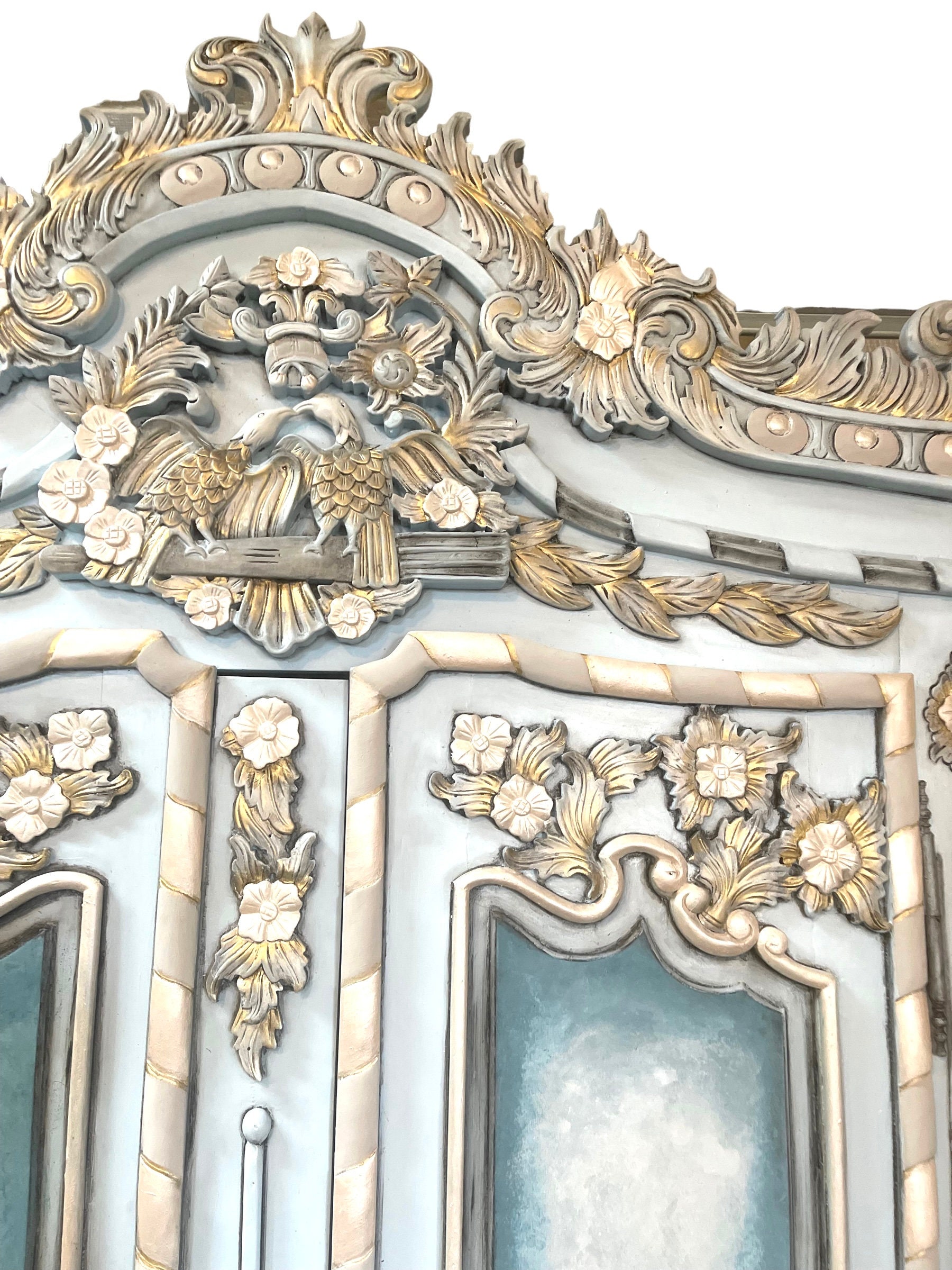 Handpainted French Style Armoire: Light Blue Distressed Wardrobe - Etsy
