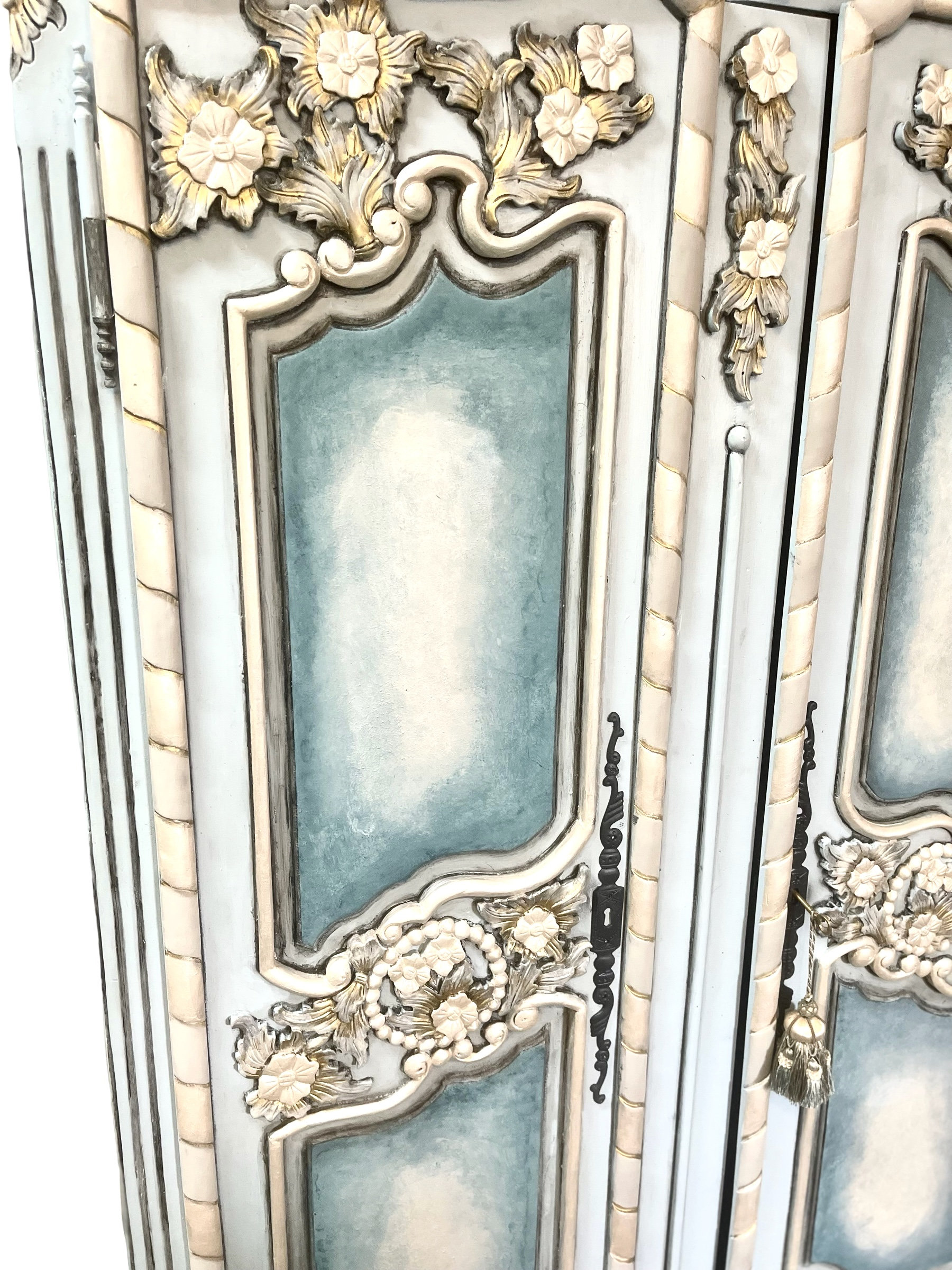 Handpainted French Style Armoire: Light Blue Distressed Wardrobe - Etsy