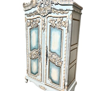 Handpainted French Style Armoire: Light Blue Distressed Wardrobe - Etsy