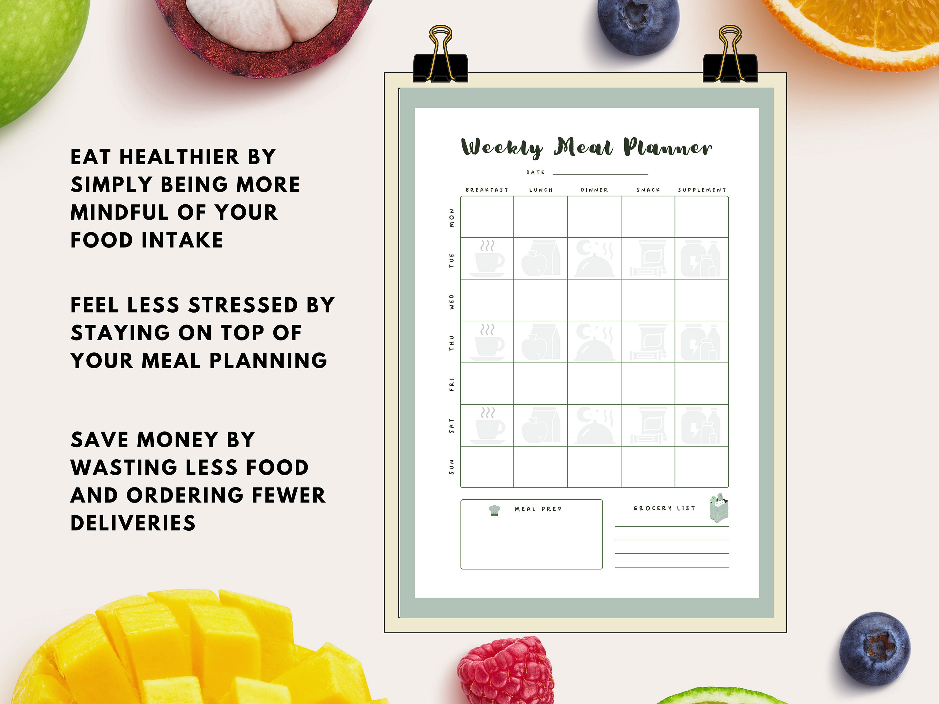 Weekly Meal Planner Printable ADHD Meal Planner Weekly Menu Etsy