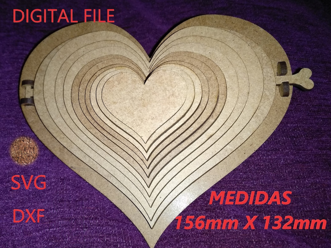 Corazon 3D Dxf Svg Sanvalentin Enamorados - Etsy