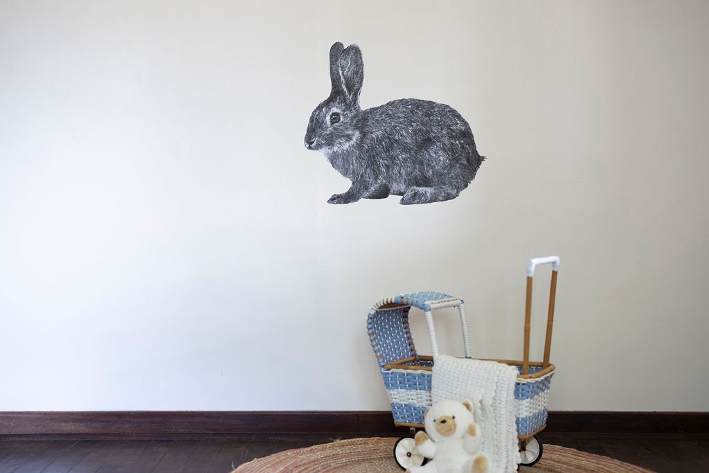 Hand Drawn Rabbit Removable Fabric Wall Decal - Etsy