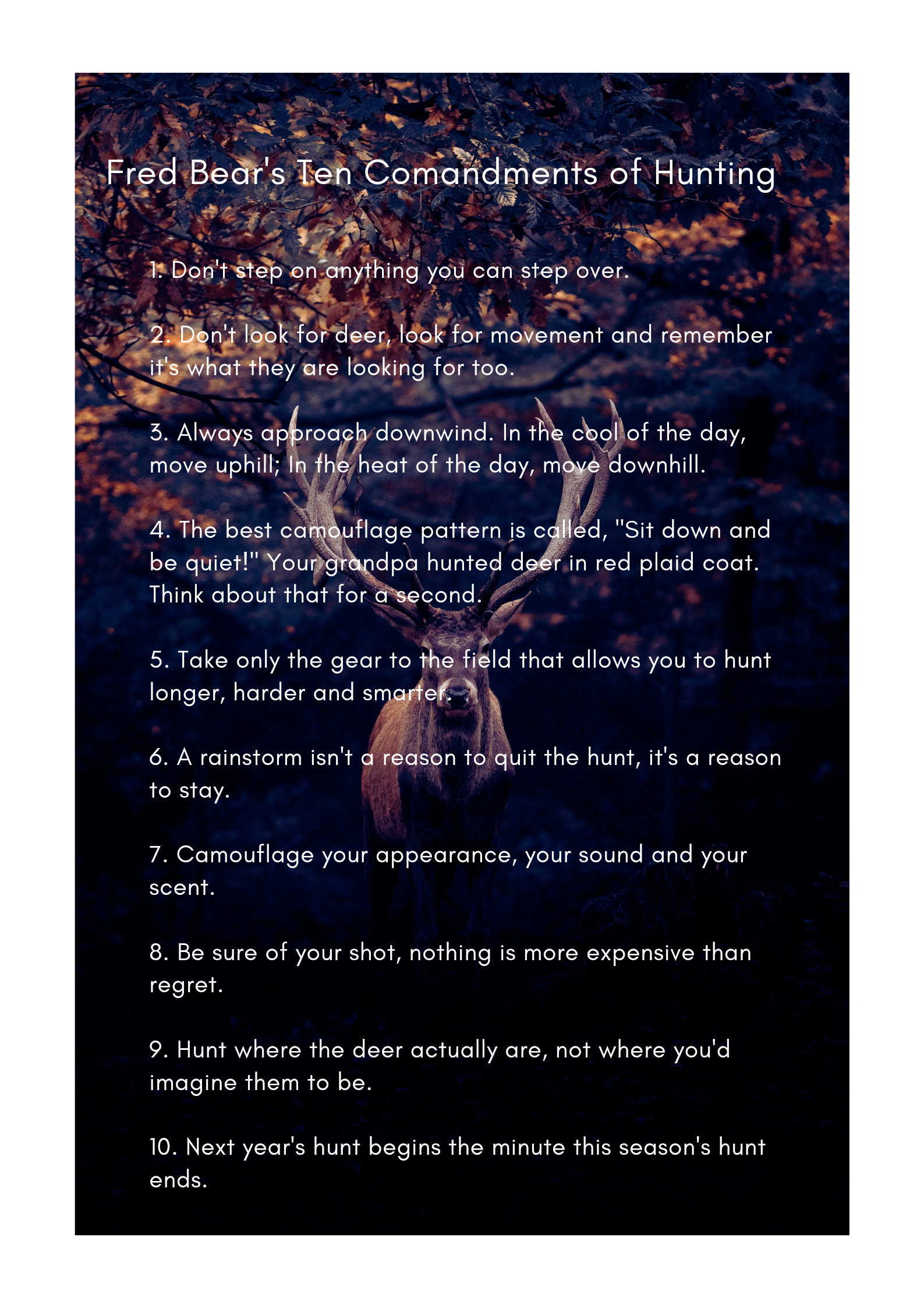 Fred Bear's Ten Comandments of Hunting - Etsy