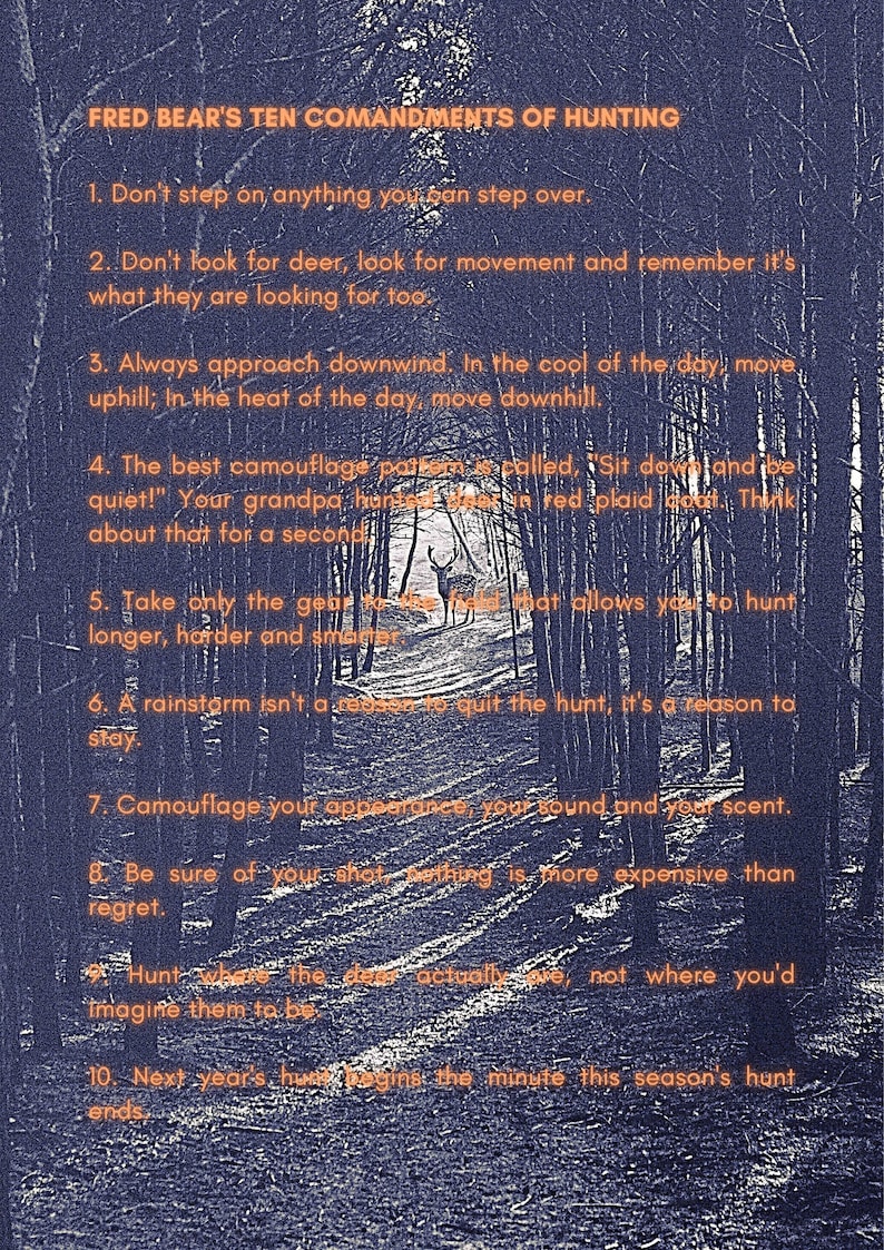 Fred Bear's Ten Comandments of Hunting Orange - Etsy