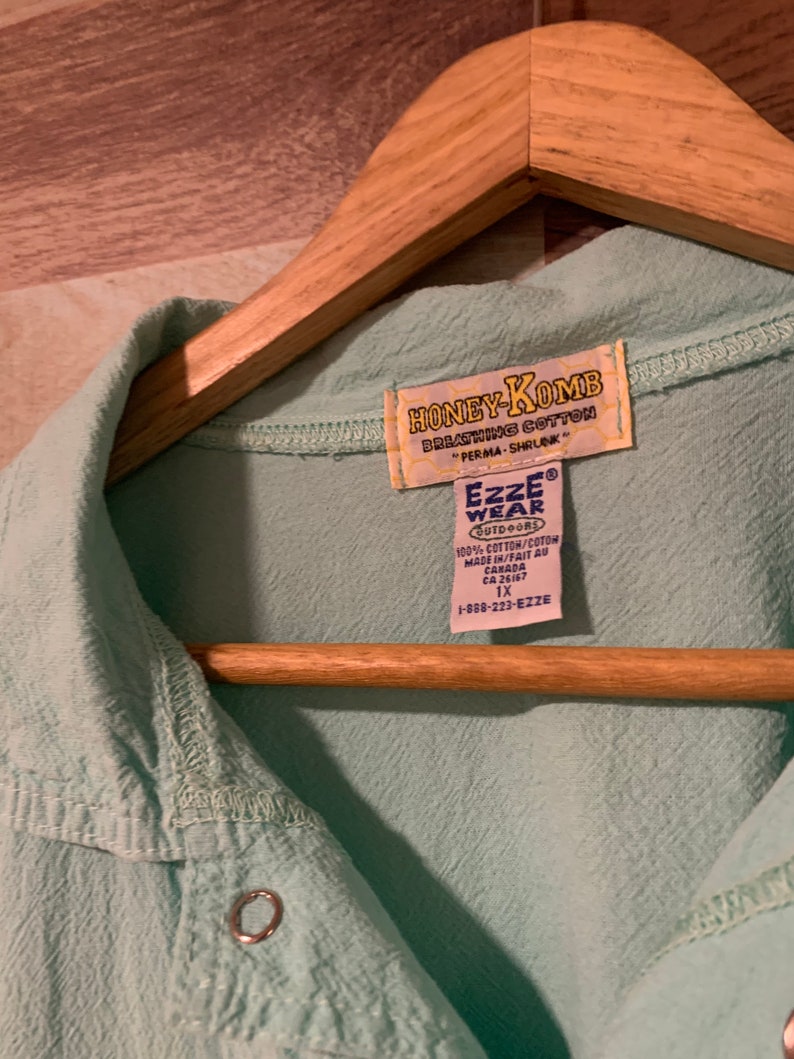 Vintage Mint Green 90s EZZE Wear Button up Shirt - Etsy