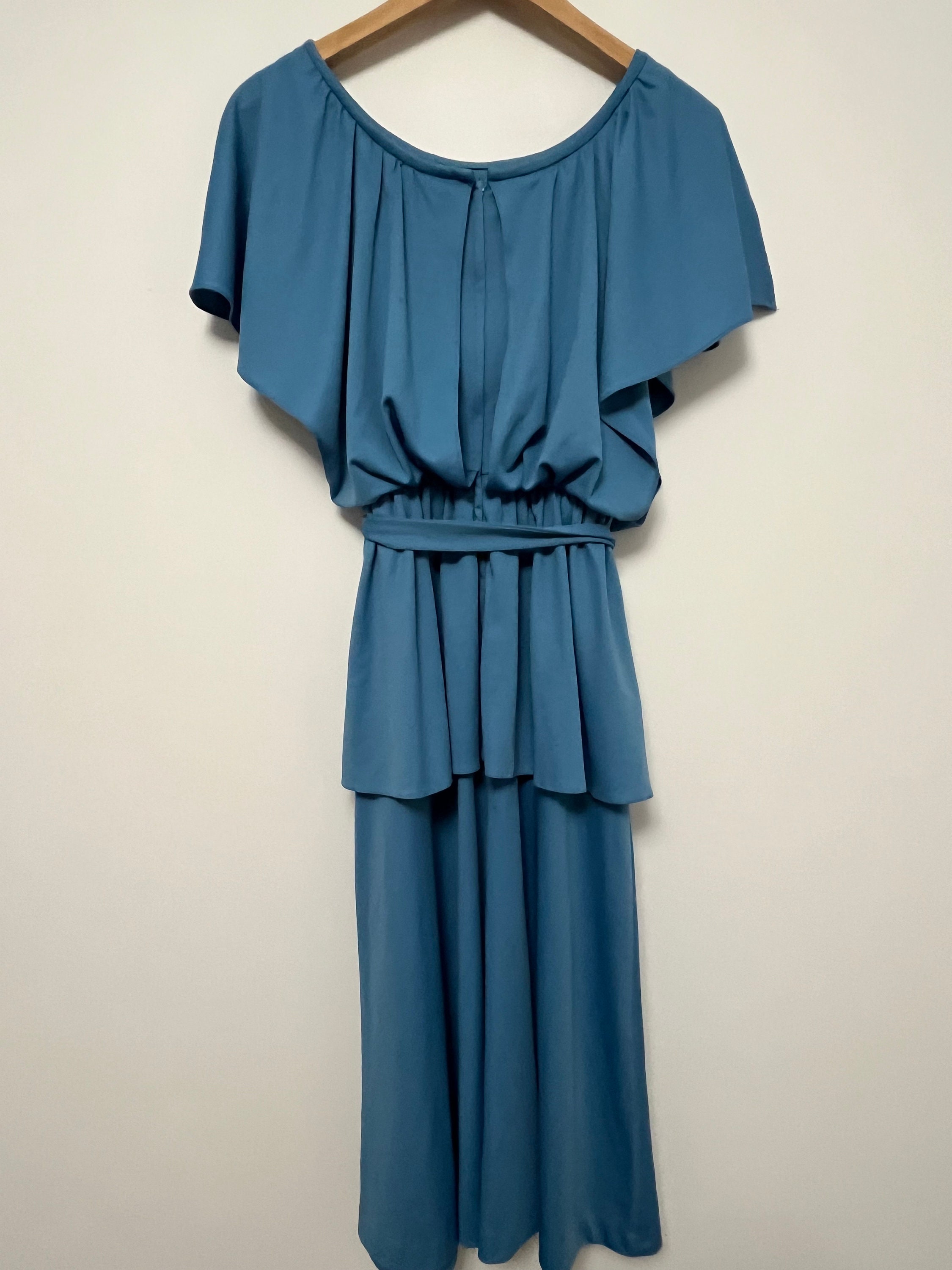 Vintage 70’s MANDY Designs Blue off the Shoulders Dress - Etsy