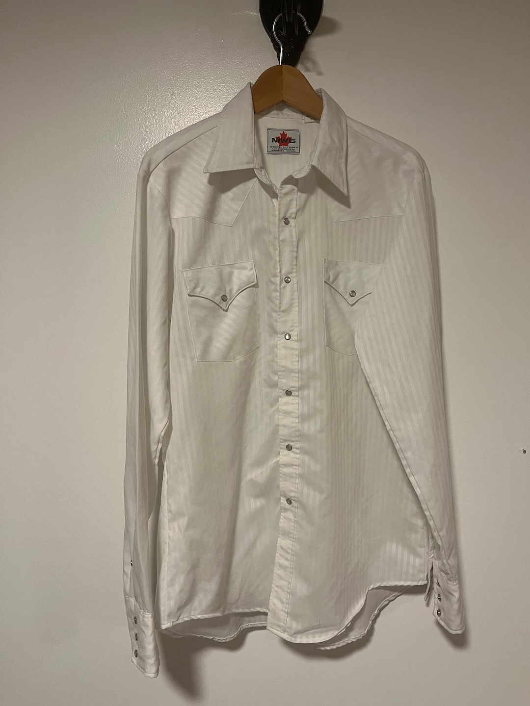 White Pearl Snap Dress Shirt