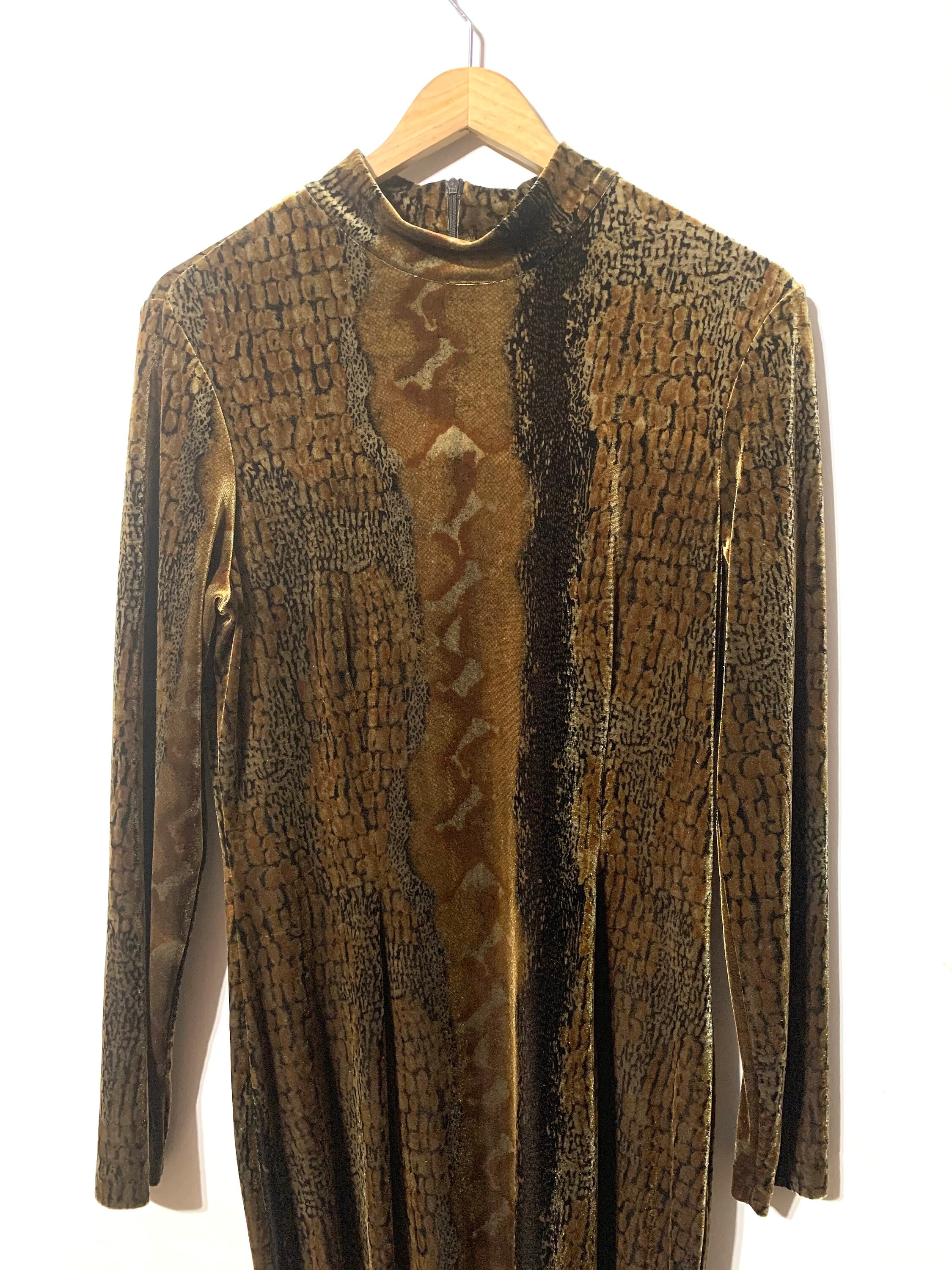 Vintage Snake Skin Pattern Velour Long Dress - Etsy