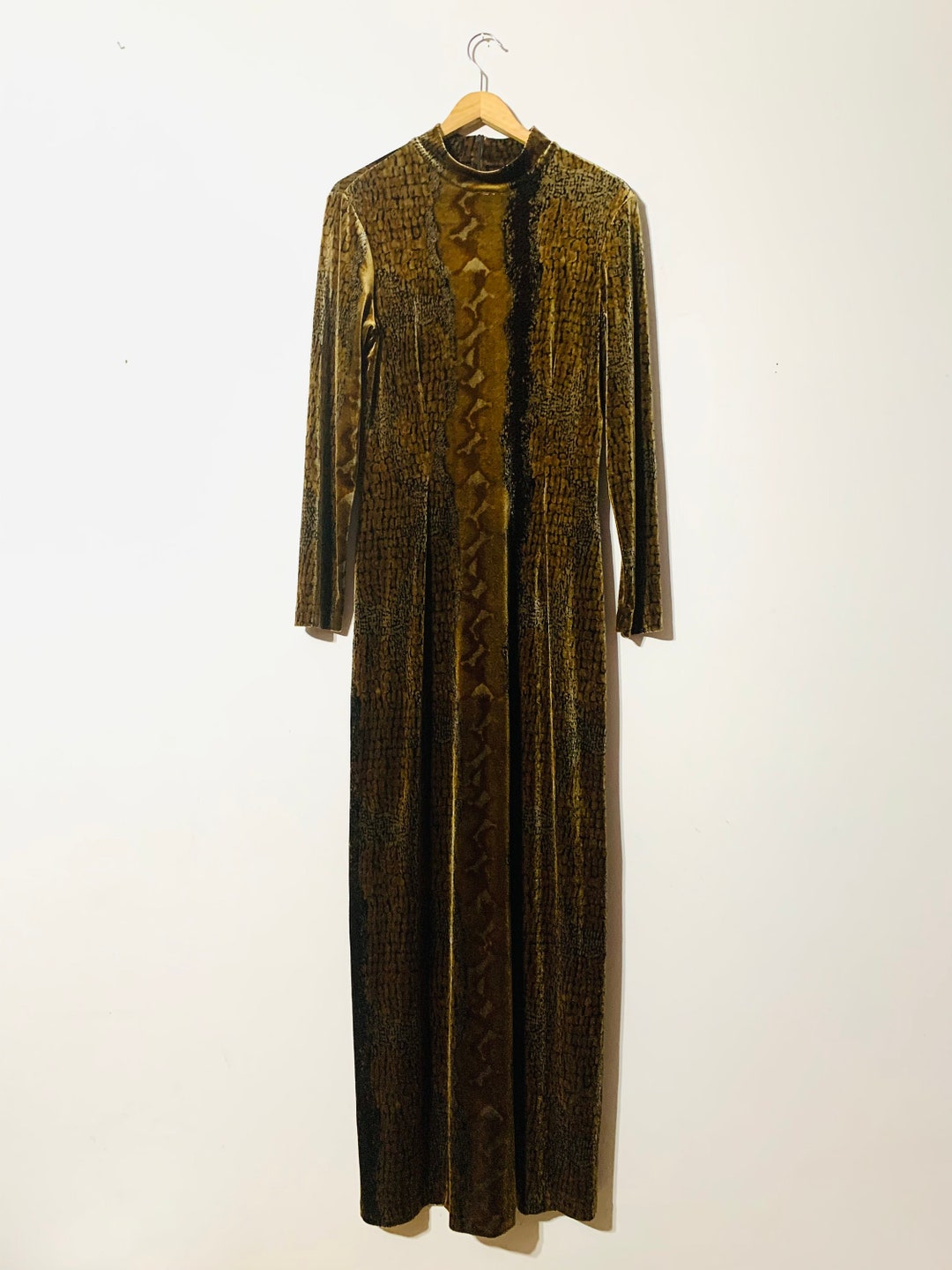 Vintage Snake Skin Pattern Velour Long Dress - Etsy