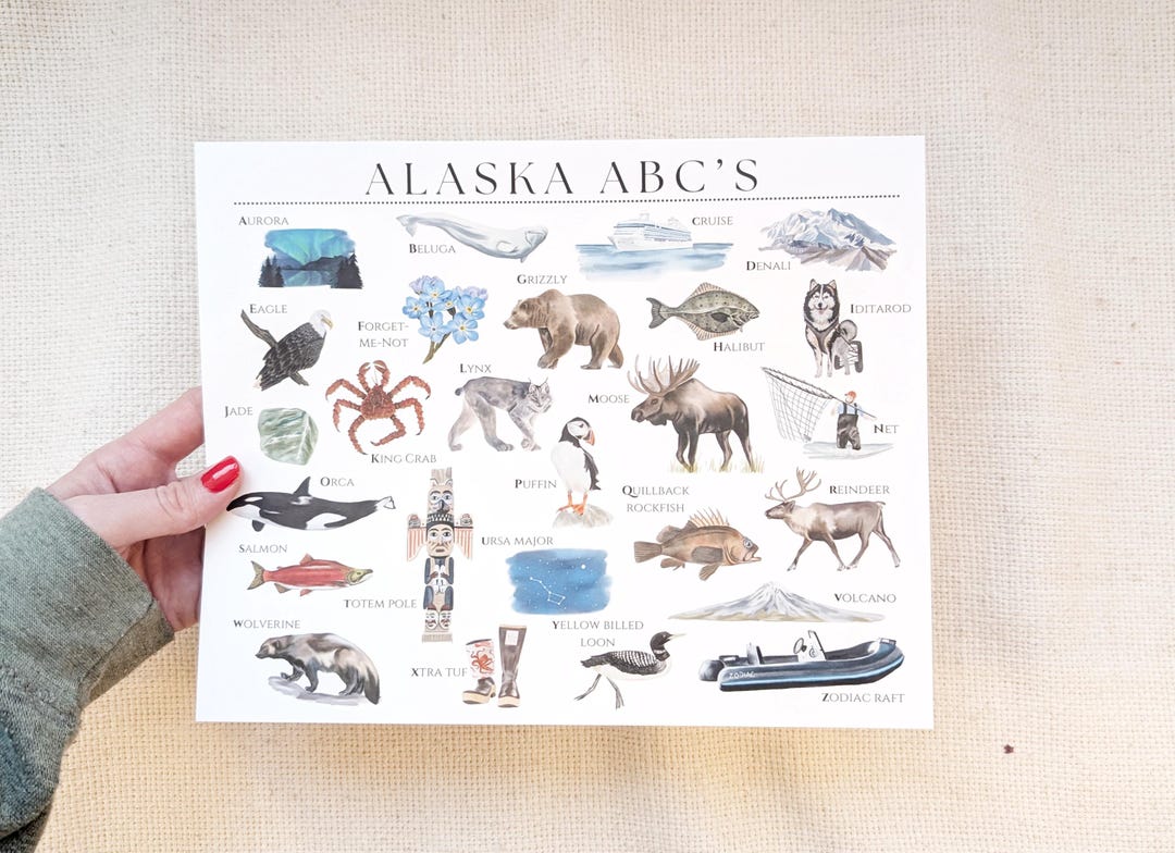 Alaska Abc's, Alaska Abc's Print, Alaska Abc's Artwork, Hand Painted ...