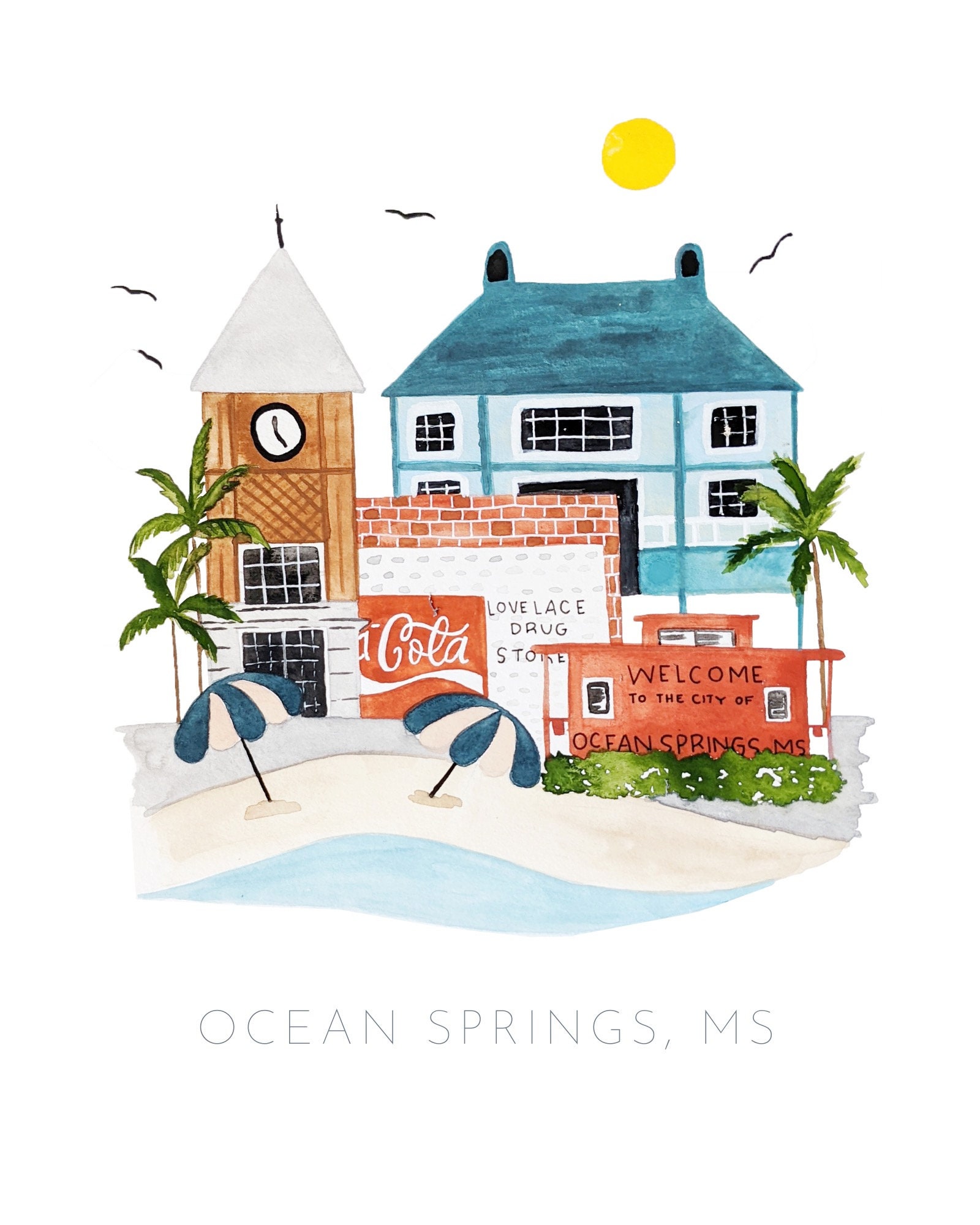 Downtown Ocean Springs Art Print - Etsy