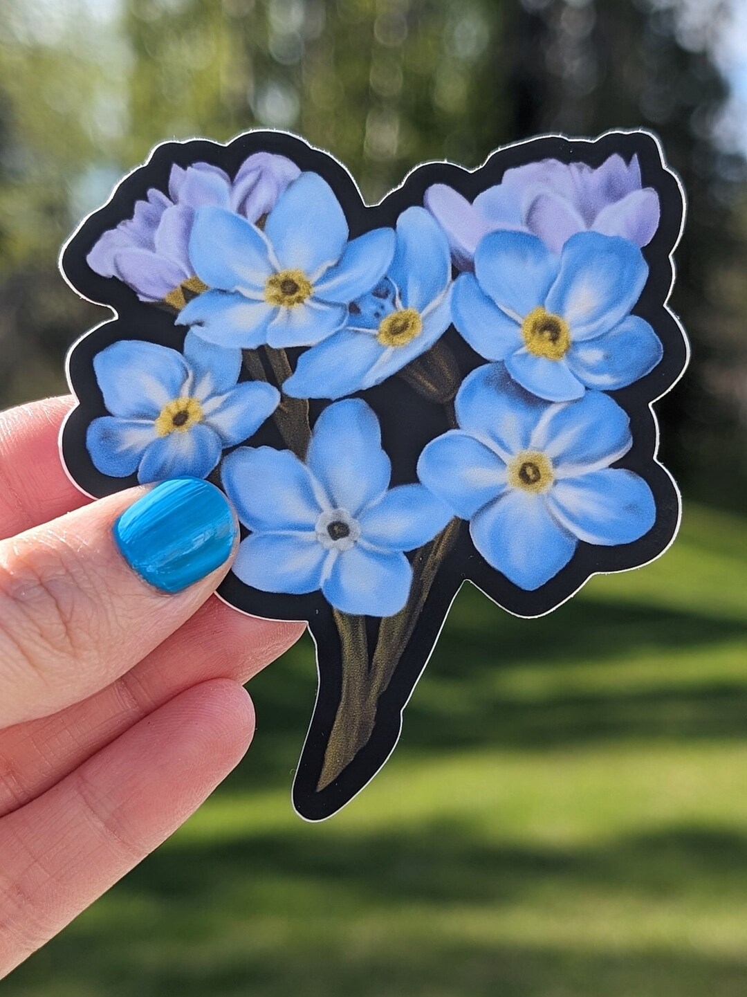 Floral Sticker, Flower Sticker, Watercolor Floral Sticker, Forget-me ...