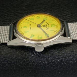 Vintage Favre Leuba Geneve Sea King Swiss 253 Mens Yellow Color Dial ...