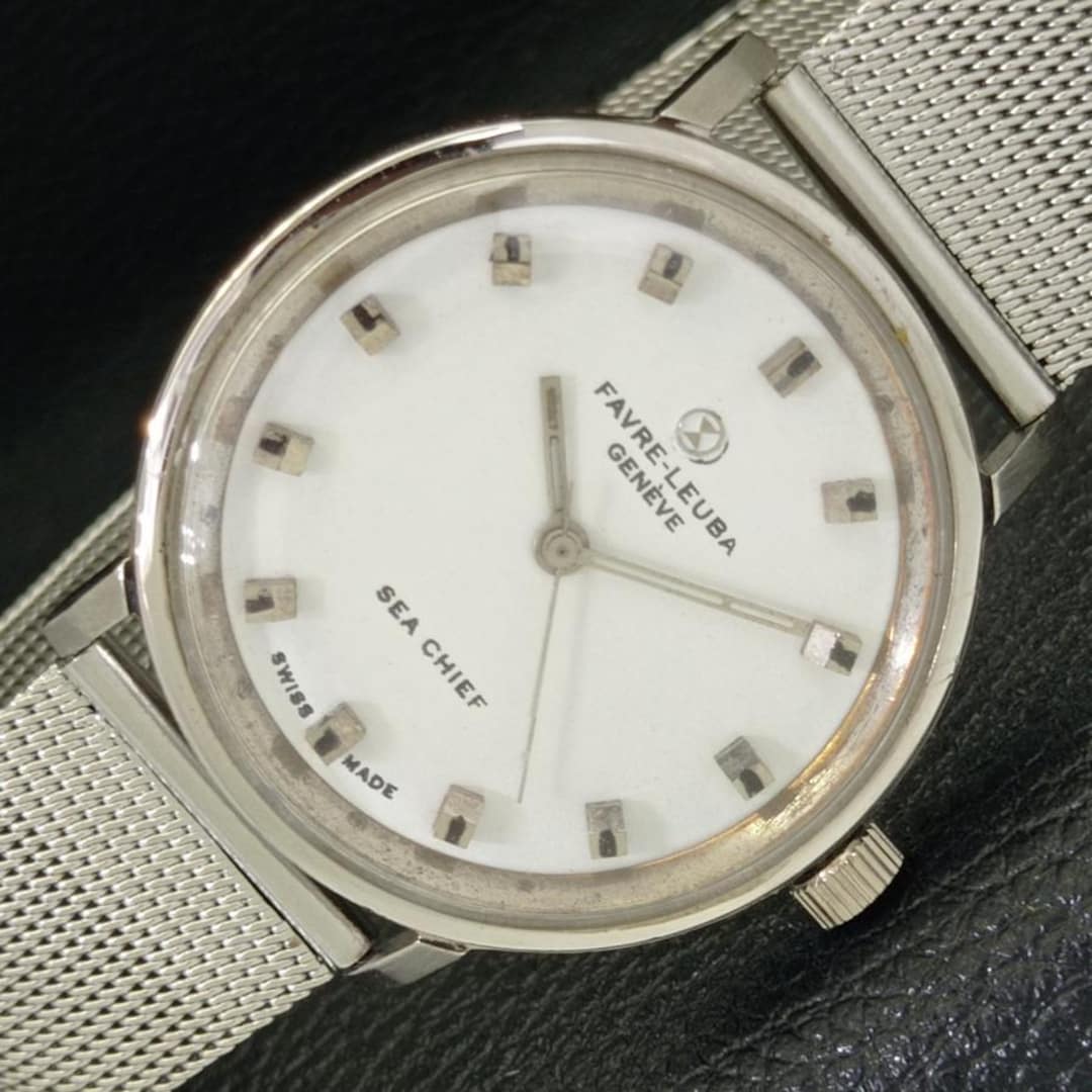 Vintage Swiss Favre Leuba Geneve Sea Chief Hand-winding 253 Mens White ...