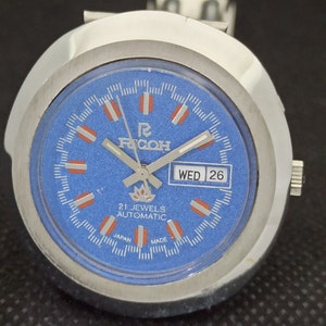 Genuine Vintage Ricoh R31 Automatic Japan Mens Day/date Oval Shape Blue ...