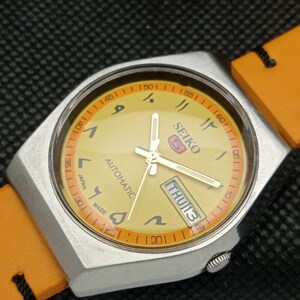 Vintage Seiko 5 Automatic 6349a Japan Mens Day/date Arabic Yellow Dial ...