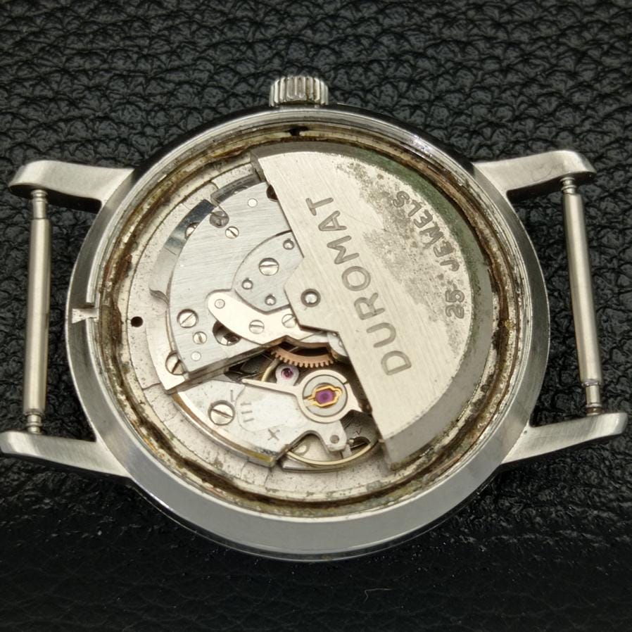 Vintage Sandoz Automatic Duromat Swiss Mens Date Blue Dial Wrist Watch ...