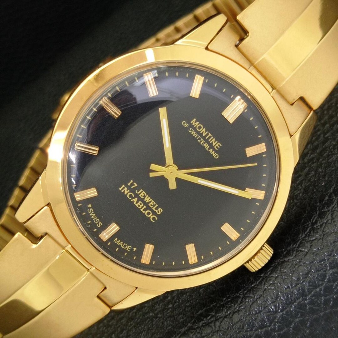 Vintage Montine Hand-winding 17 Jewels Swiss Mens Refurbished Gold ...
