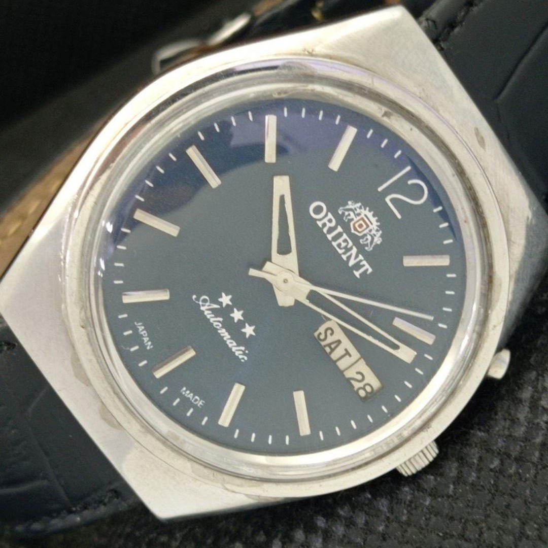 Vintage Orient Automatic 46943 Japan Mens Day/date Blue Dial Wrist ...