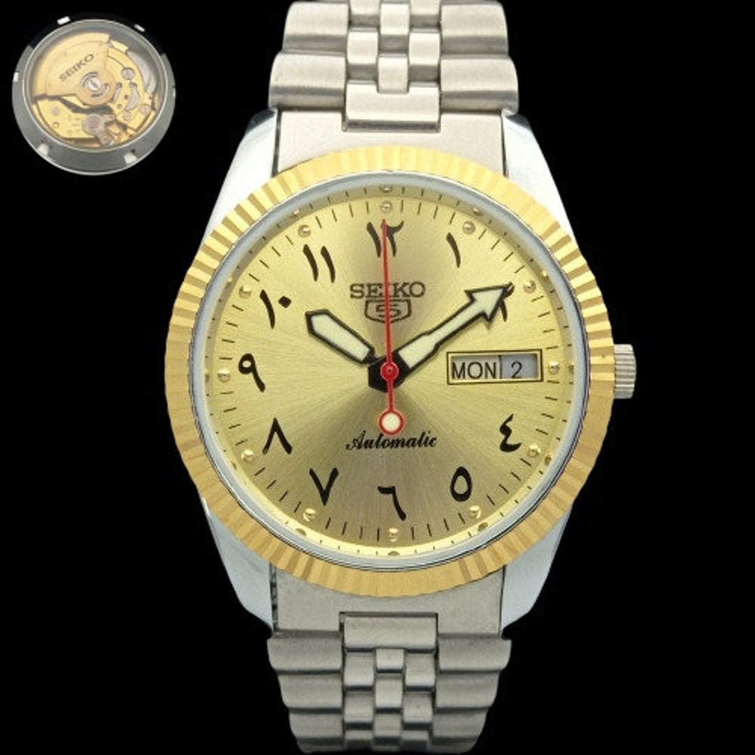 Seiko 5 Automatic Japan Mens Transparent Back Refurbished Day/date ...