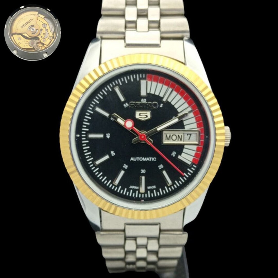 Vintage Seiko Transparent Back Japan Mens Day/date Automatic Black Dial ...