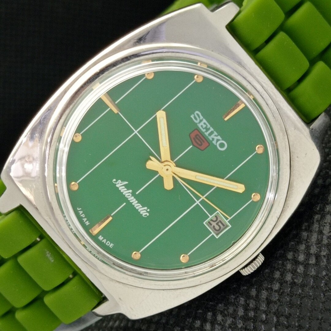 Vintage Seiko 5 Automatic 7005a Japan Mens Date Green Color Dial Watch ...