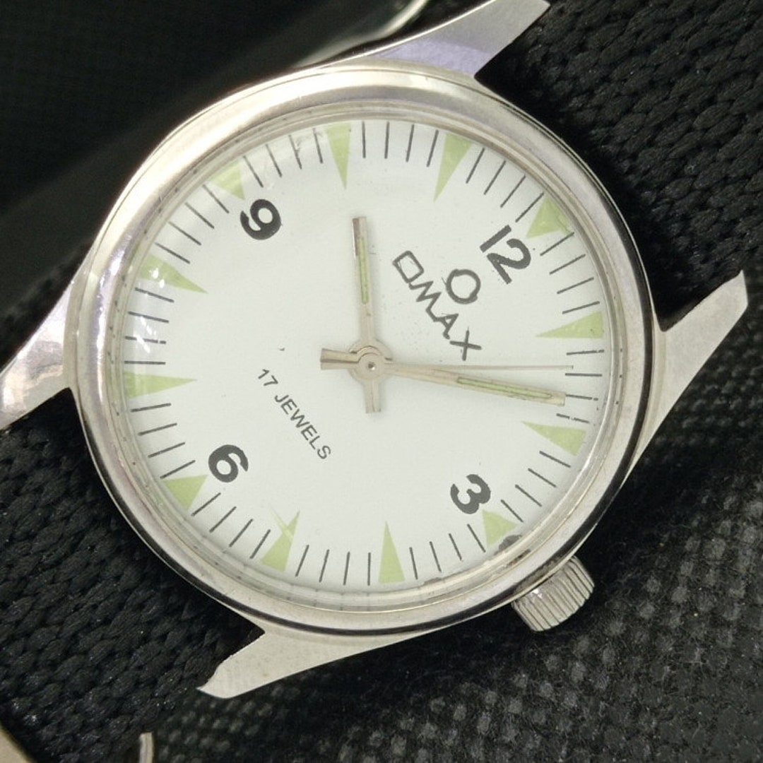 Vintage Omax Hand-winding Swiss Mens Refurbished White Dial Wrist Watch ...
