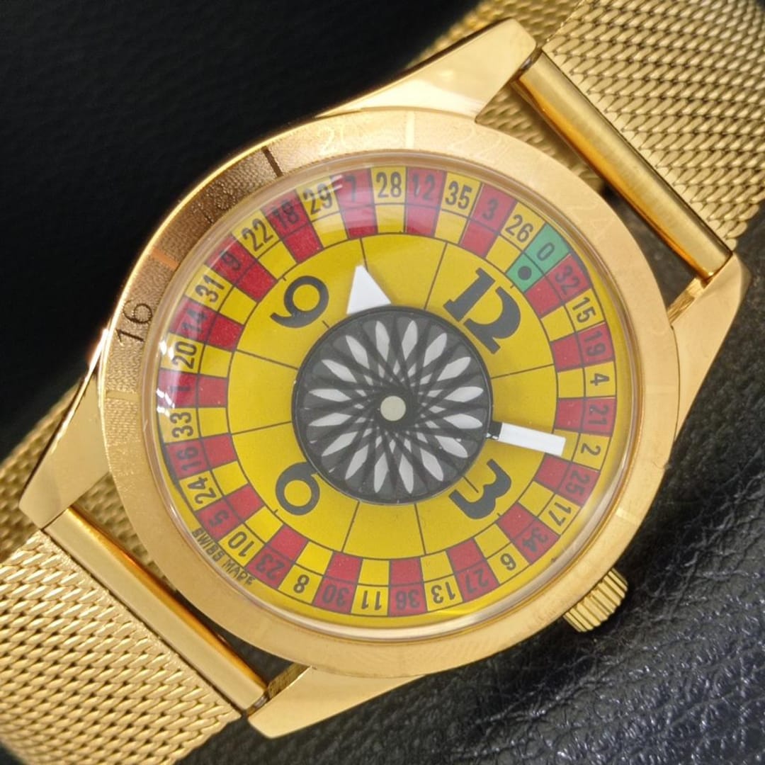 Vintage Hand-winding Swiss Mens Refurbished Mens Yellow Color Dial ...