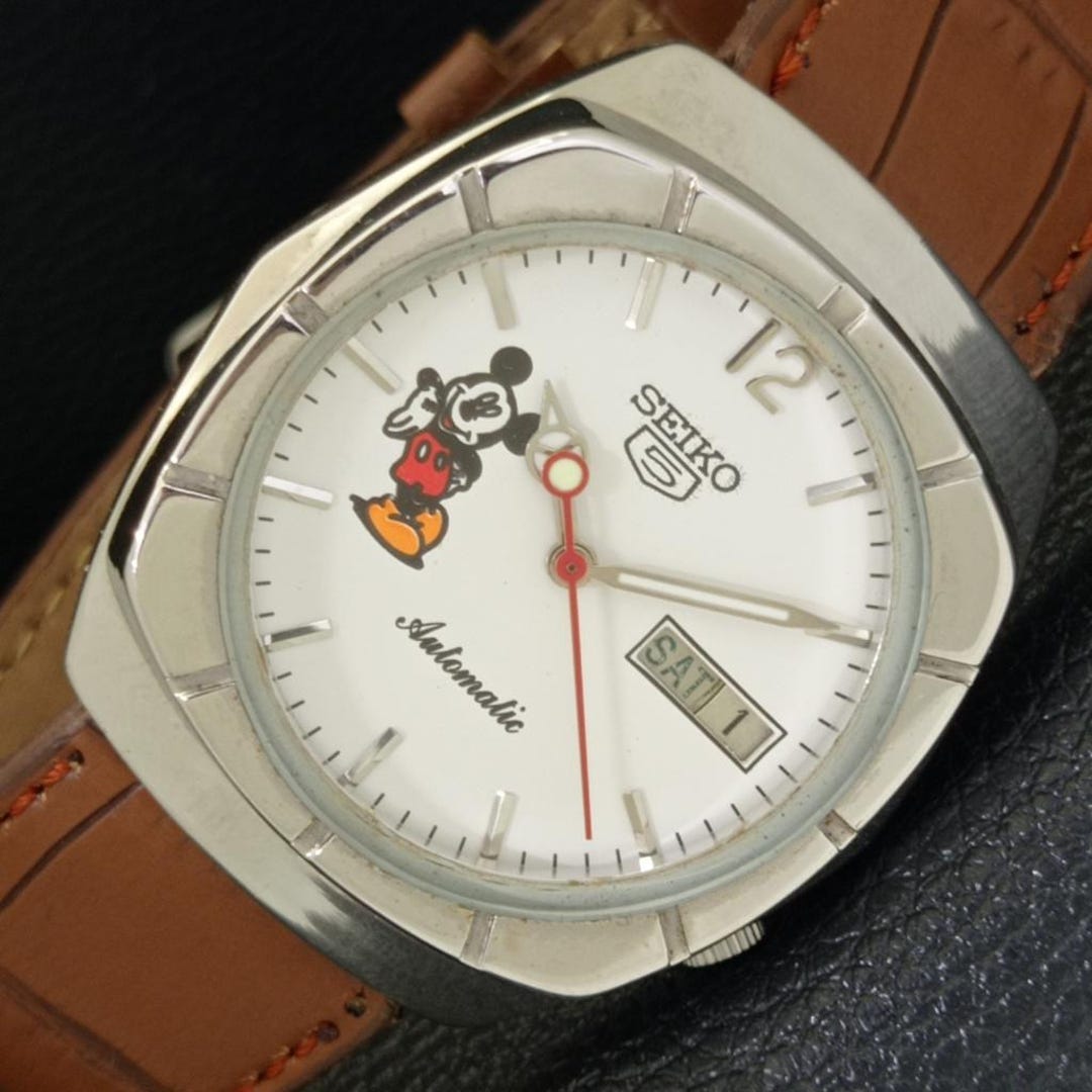 Rare Seiko 5 Automatic Vintage Japan 7009A Mens Day/date Cartoon White ...
