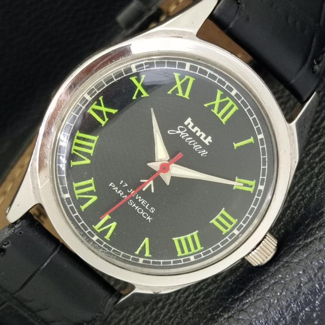 Vintage Hmt Mens Jawan Indian Hand-winding Black Color Dial Watch ...
