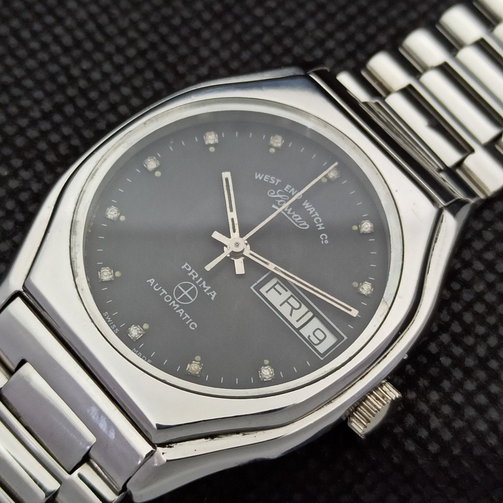 Vintage West End Watch Co Sowar Prima Automatic Swiss Mens Day/date ...