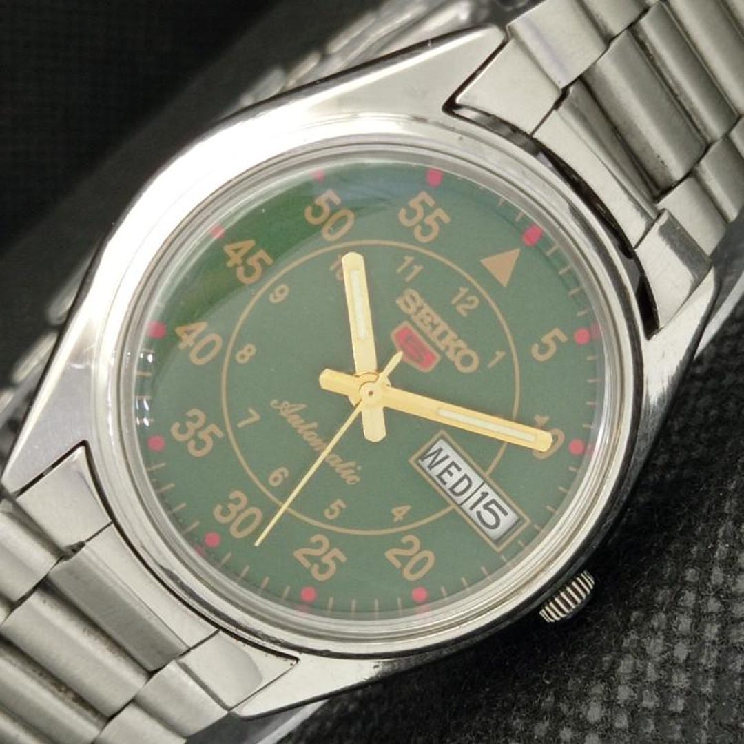 Genuine Vintage Seiko 5 Automatic 6349a Japan Mens Green Color Dial ...