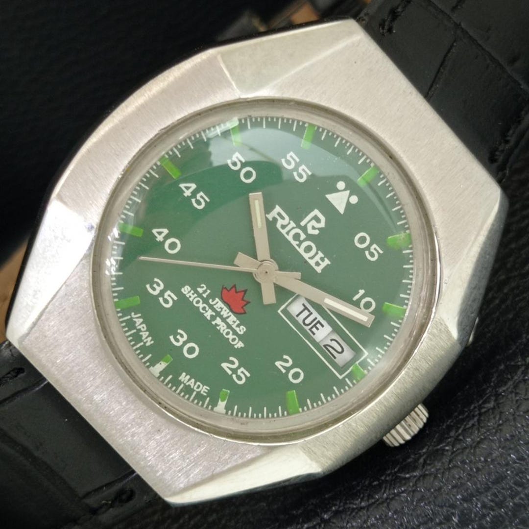 Vintage Ricoh R31 Automatic Japan Mens Day/date Green Color Dial Wrist ...
