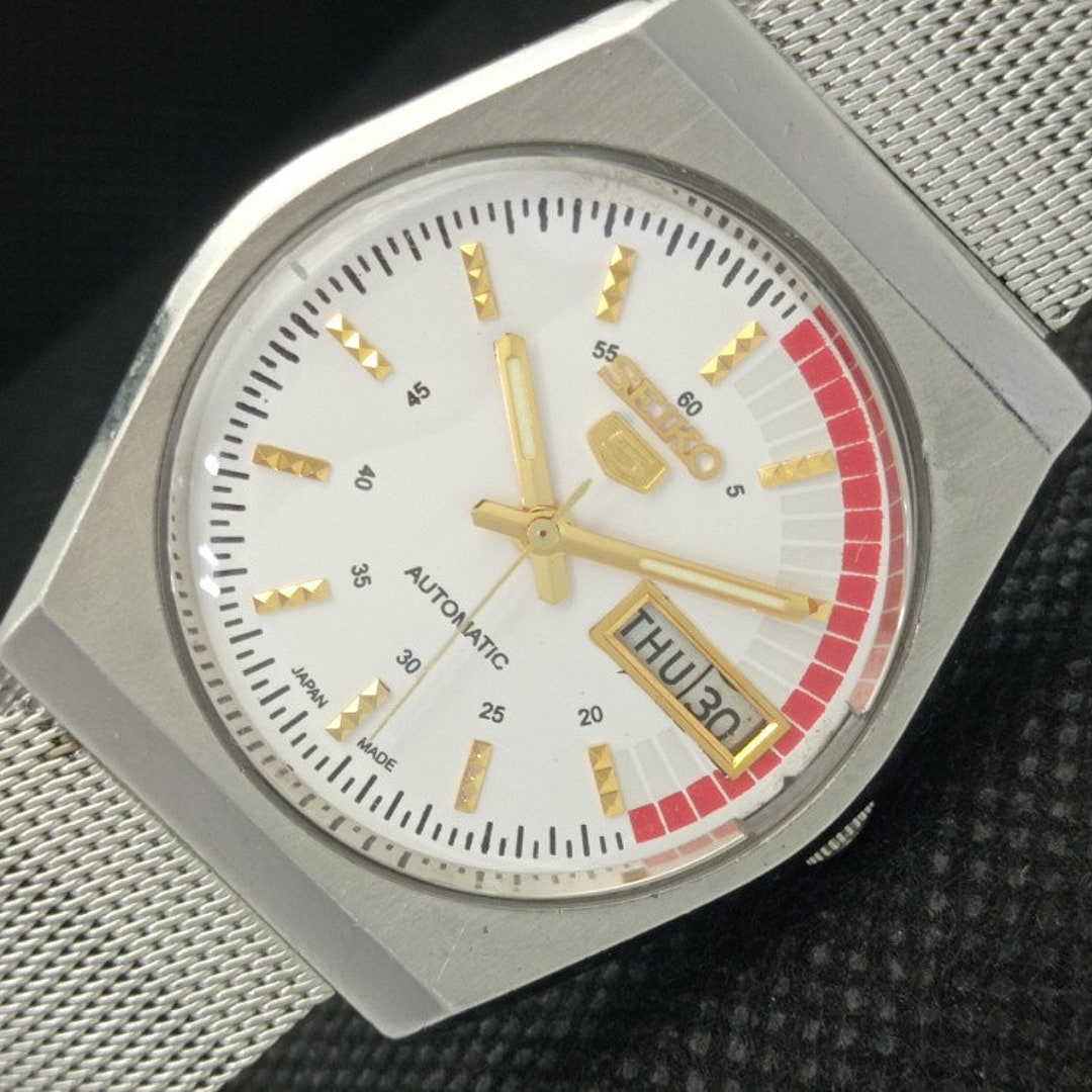 Vintage Seiko 5 Automatic 6349a Japan Mens Day/date White Dial Watch ...