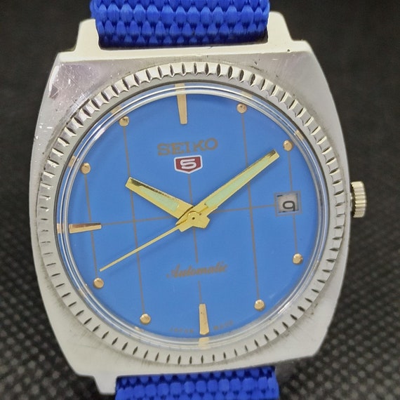 old Vintage Seiko 5 automatic 7005a Japan mens date b… - Gem